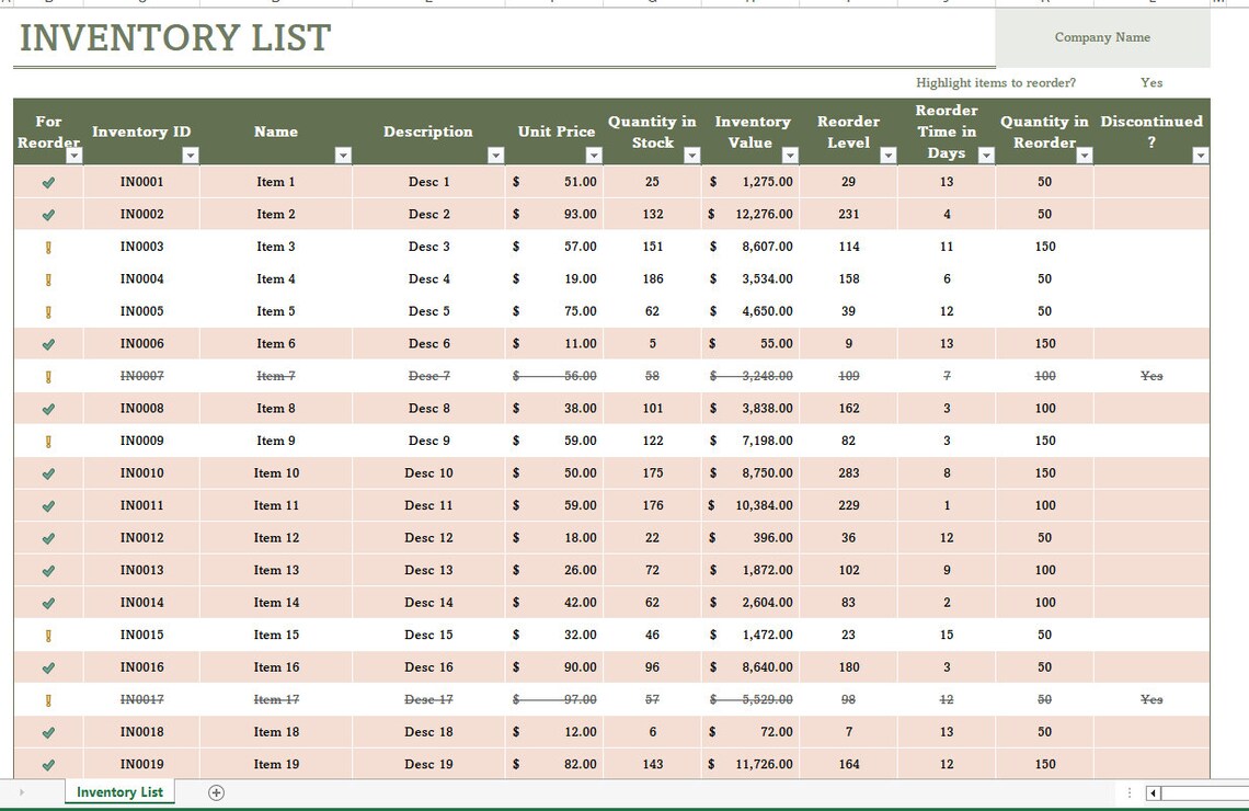 Super Simple Inventory Management List Stock Holding Sheet Warehouse ...