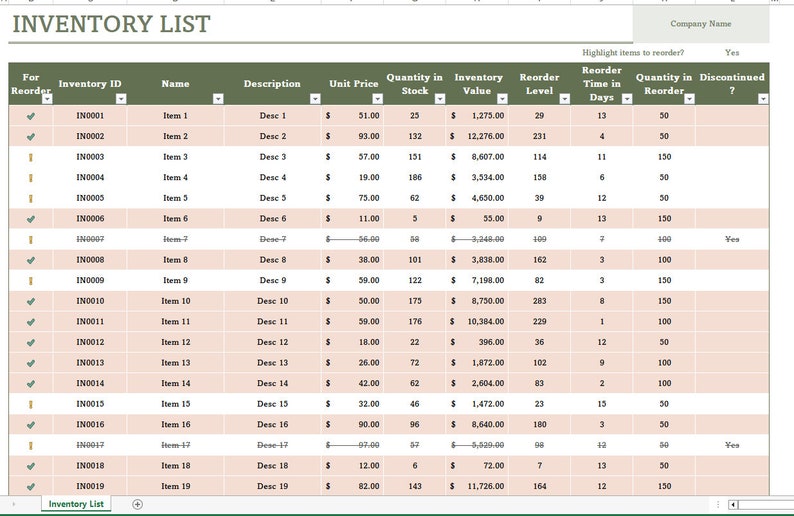 Super Simple Inventory Management List Stock Holding Sheet Warehouse ...