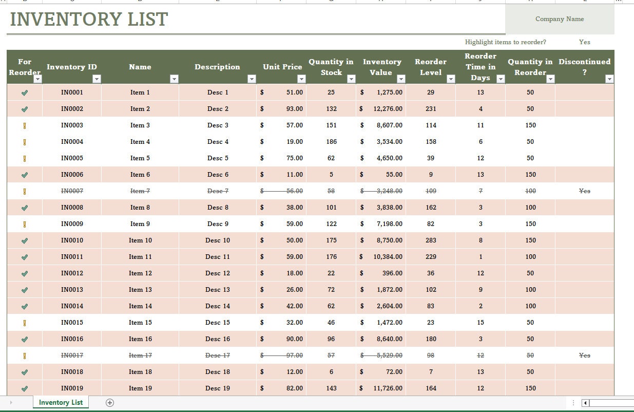 Super Simple Inventory Management List Stock Holding Sheet Warehouse Stock Unit Levels List ...