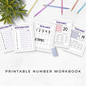 Pre-school Printable Numbers Workbook, Kindergarten Numbers Activities ...