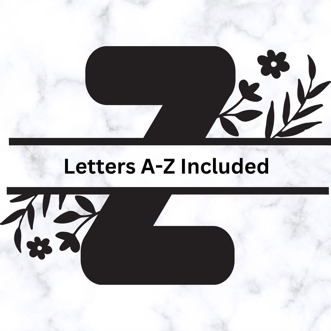 Floral Split Letter Alphabet PNG Bundle, Monogram PNG Sublimination ...