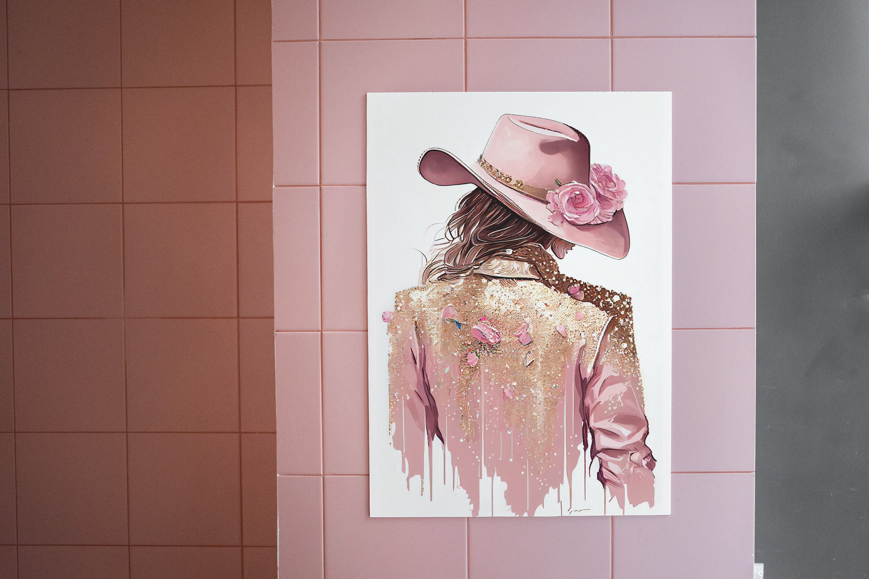 Gold and Pink Cowgirl Printable Poster, Girly Dorm Room Wall Art ...