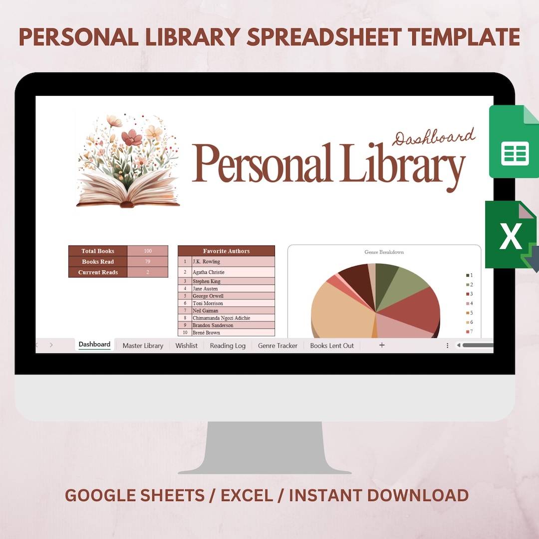 Personal Library/book Tracker Spreadsheet for Google Sheets, Reading ...