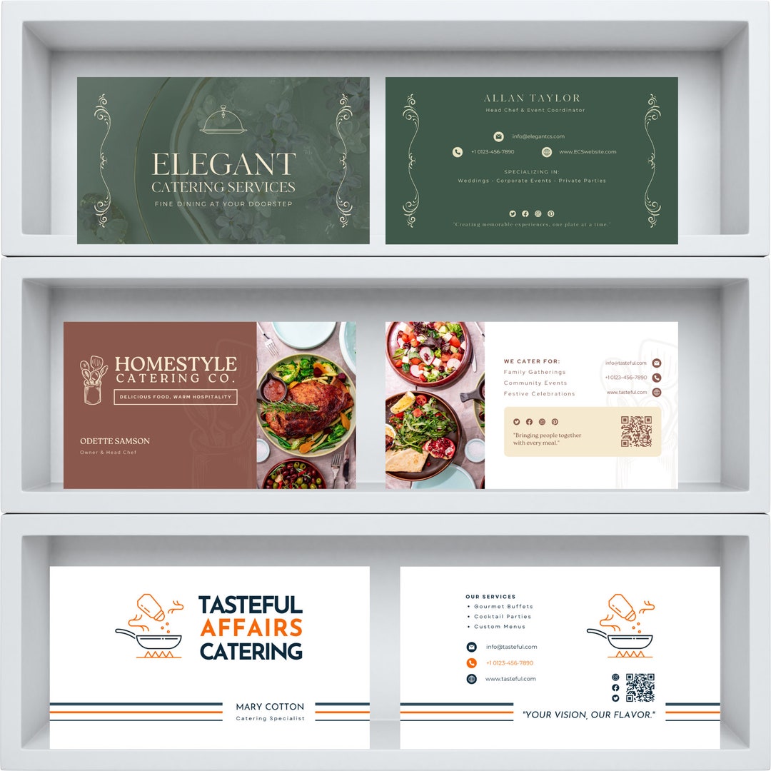 Editable Catering Business Cards, Premade Business Cards, Printable ...