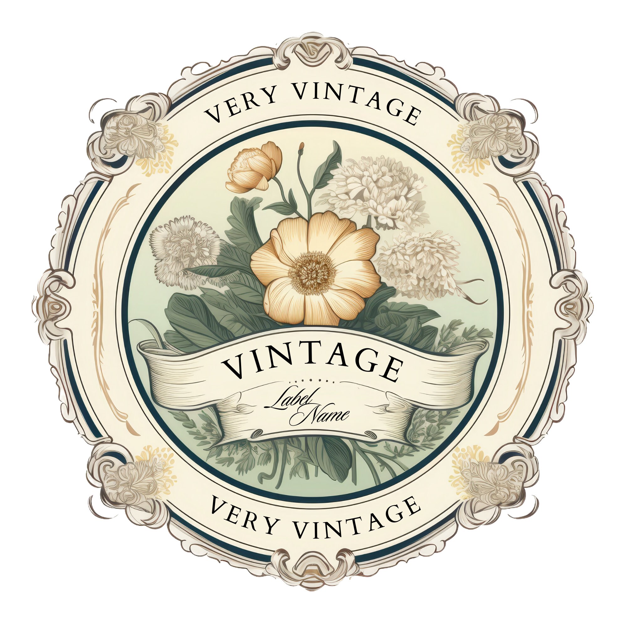 Canva Editable Vintage Label Logos, Floral Logo, Printable, Instant ...