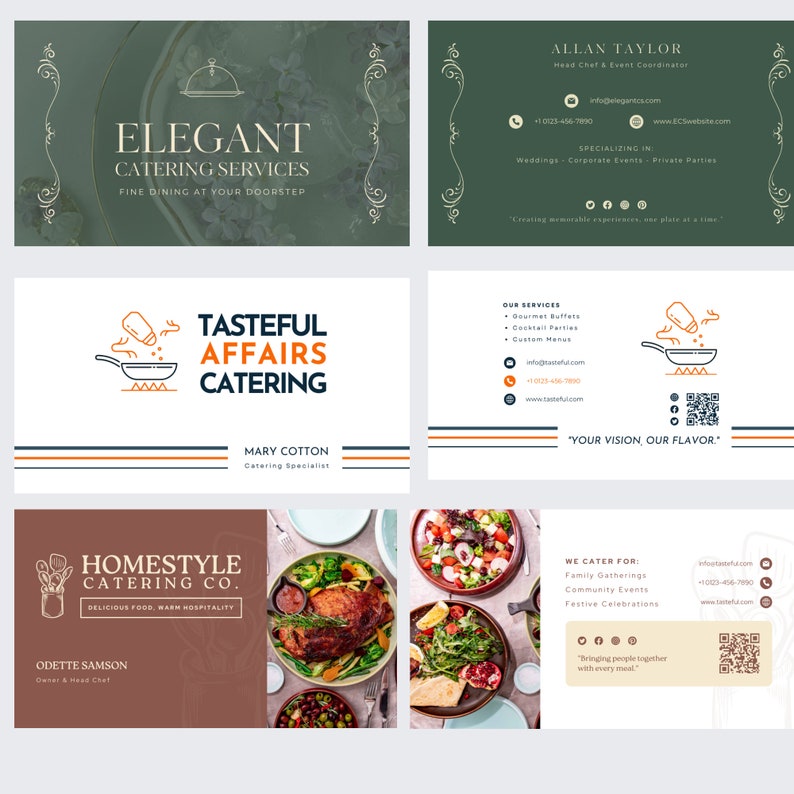 Editable Catering Business Cards, Premade Business Cards, Printable ...