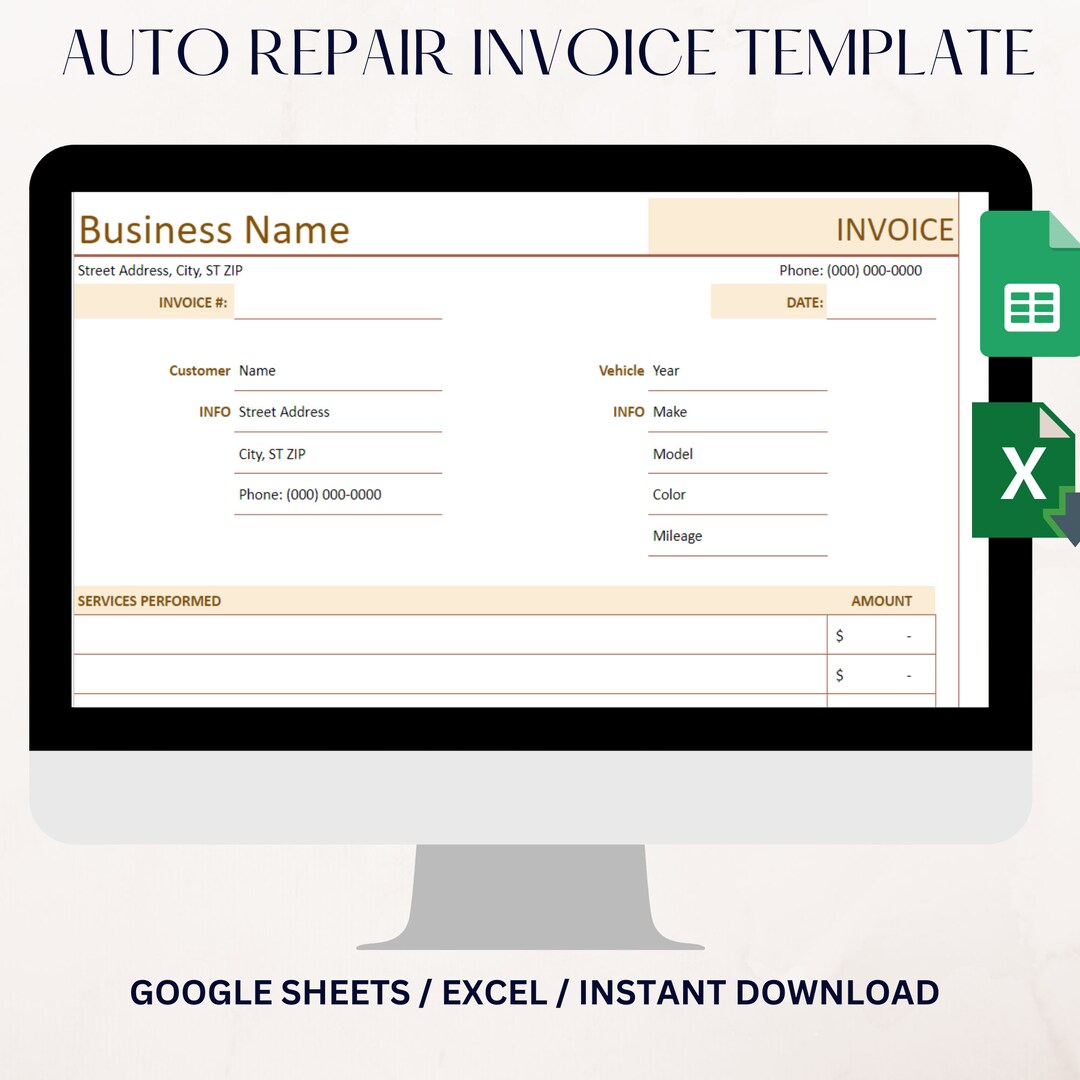 Automotive Service Invoice Template | Car Repair | Auto Repair Invoice ...