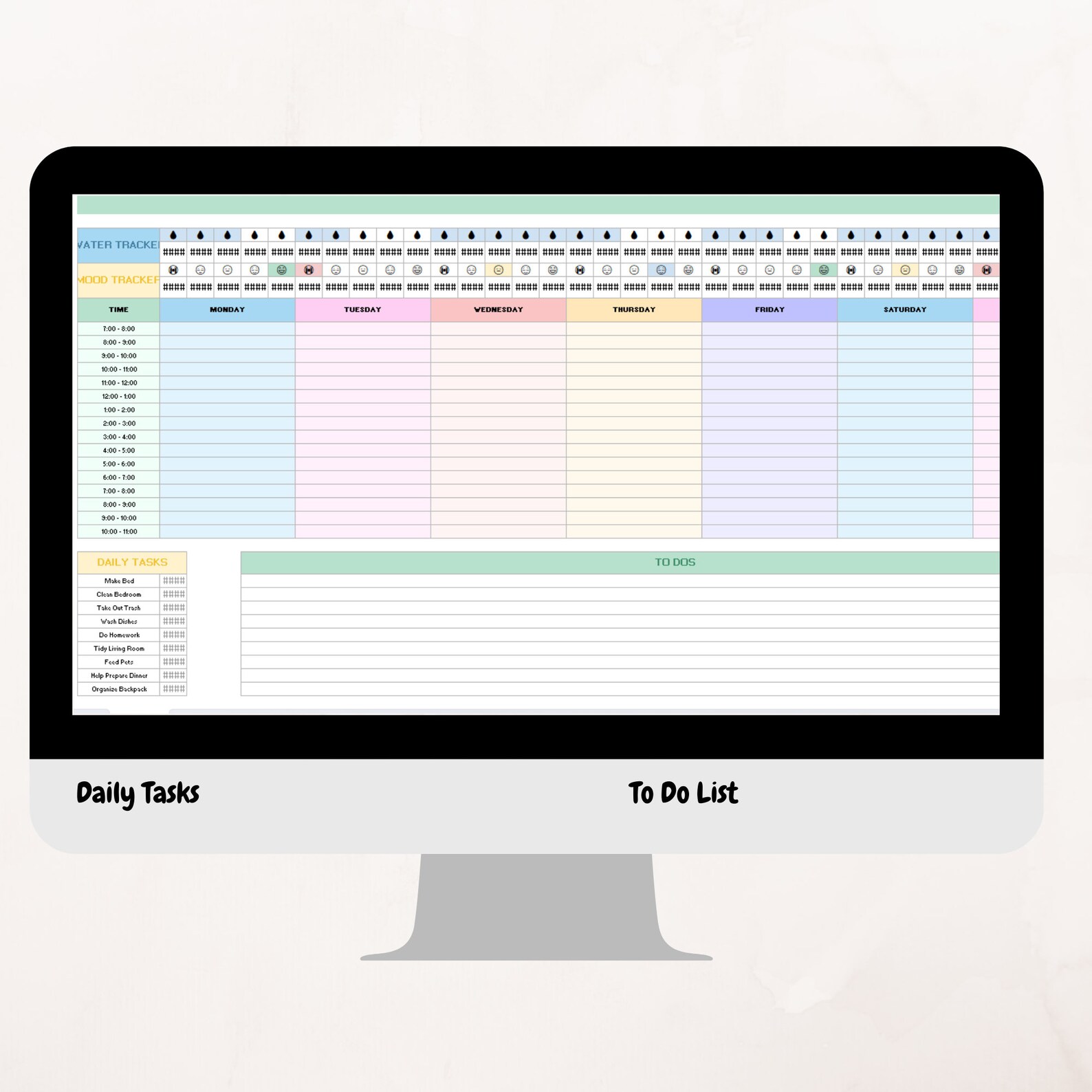 Editable Weekly Teen Schedule, Chore Checklist, Edit in Excel Then ...