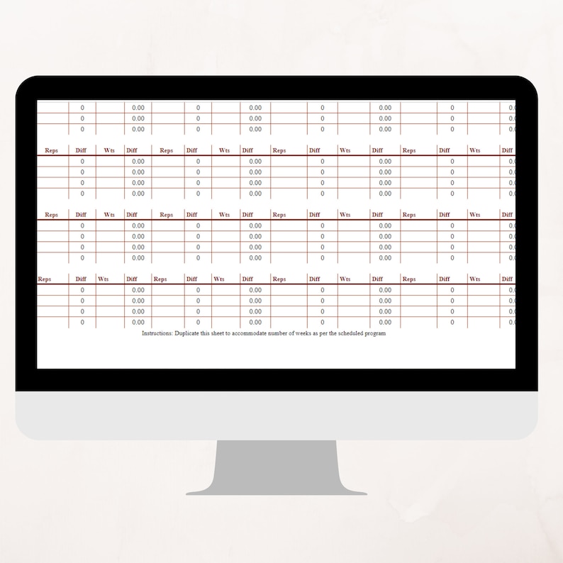 Fitness Tracker Spreadsheet Exercise Planner Personal Trainer Client ...