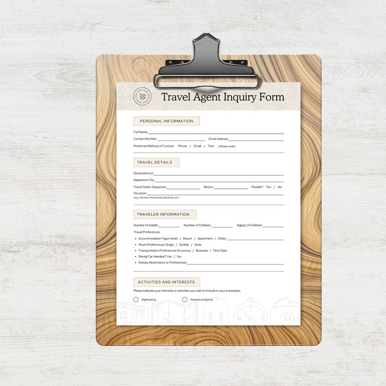 Customizable Three-page Travel Enquiry Form | Editable in Canva Instant Digital Download, Travel ...