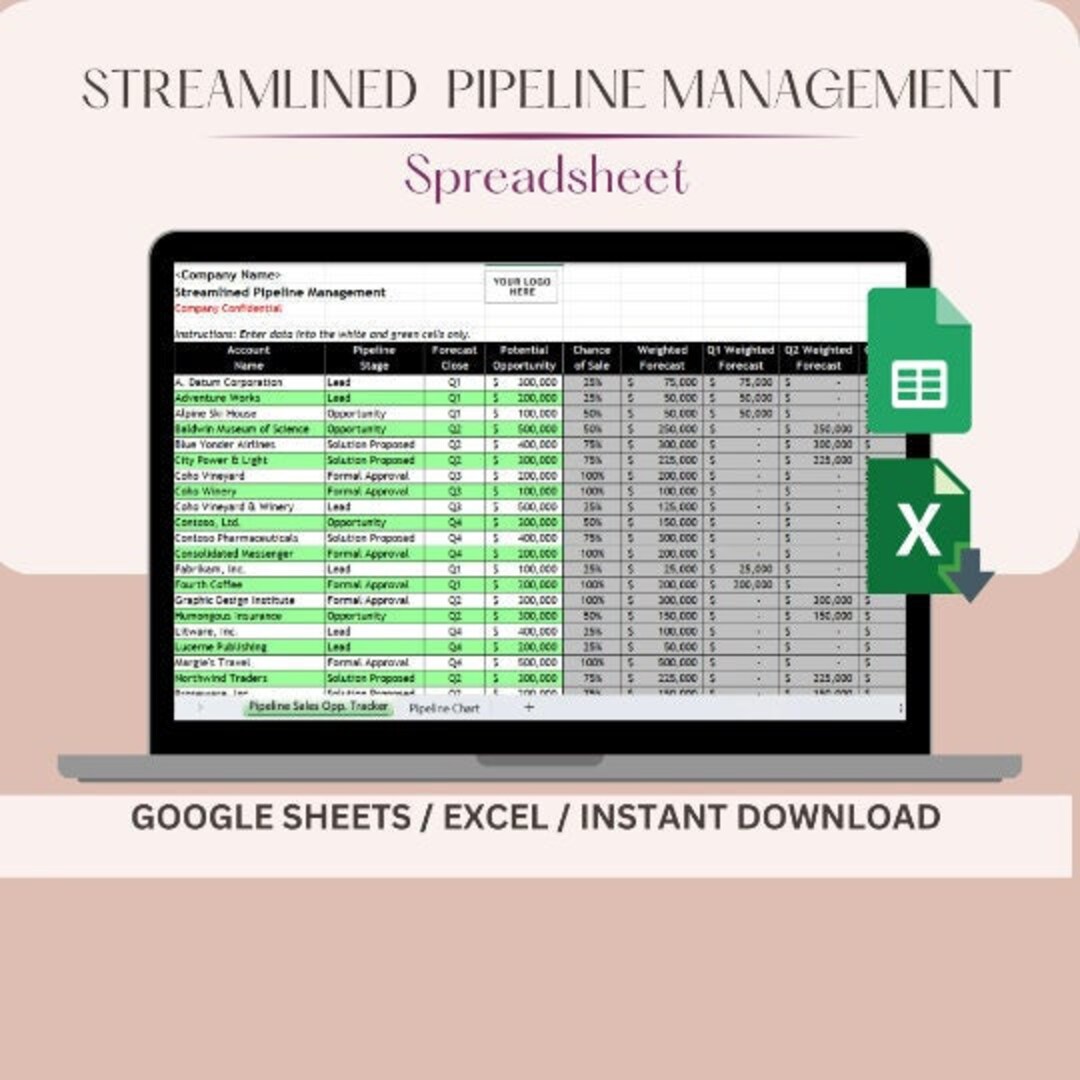 Streamlined Pipeline Management Forecast Profit & Project Cost Excel ...