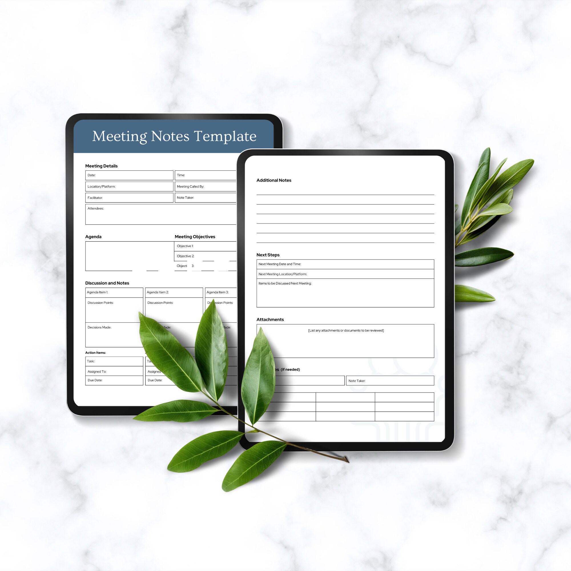 Meeting Notes Editable Canva Template Digital Printable Minutes ...
