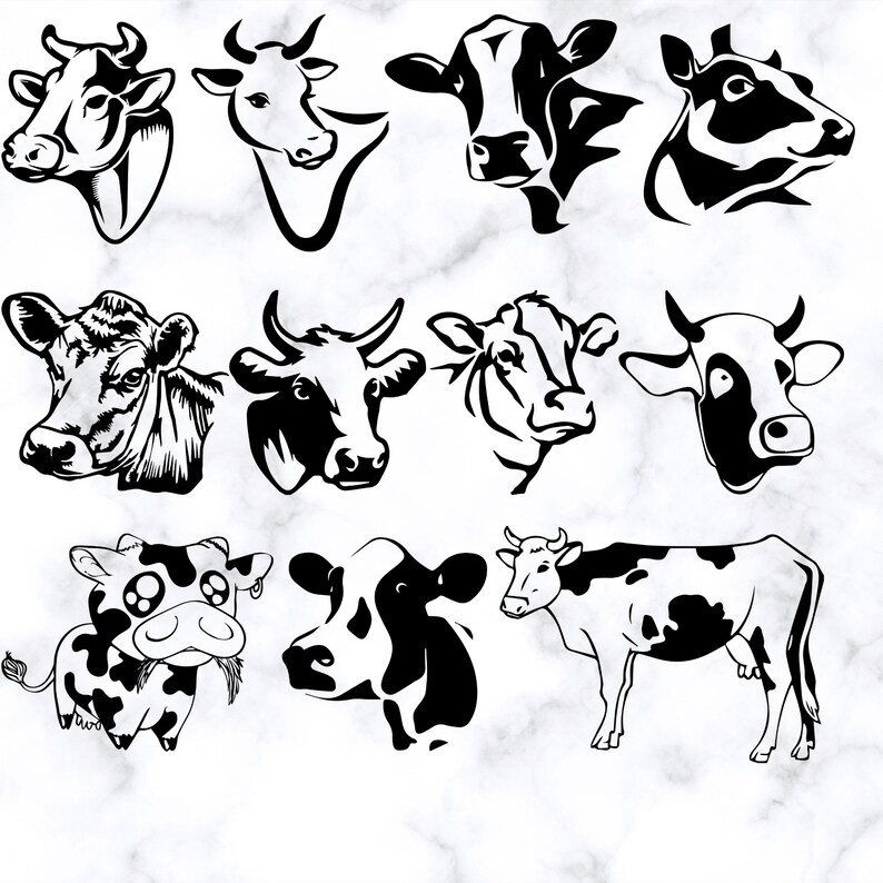Cows SVG Bundle, Cricut Files, Instant Digital Download, Farm Cow PNG ...