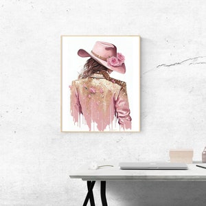 Gold and Pink Cowgirl Printable Poster, Girly Dorm Room Wall Art ...