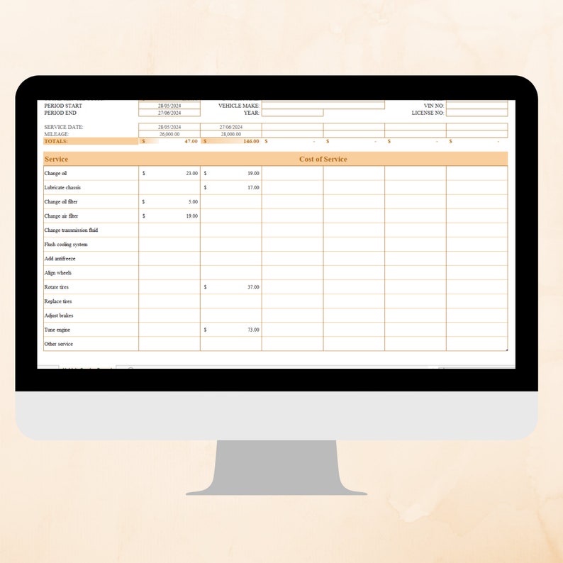 Vehicle Service Record Template Automobile Service Invoice Template ...