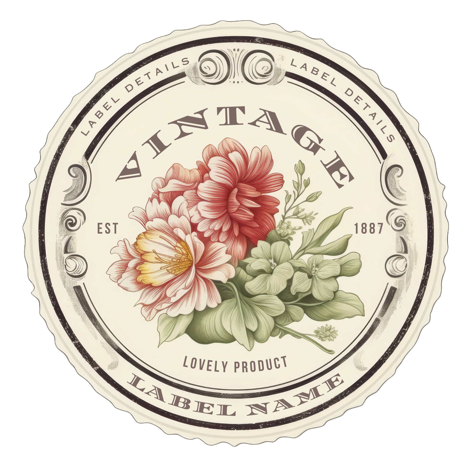 Canva Editable Vintage Label Logos, Floral Logo, Printable, Instant ...