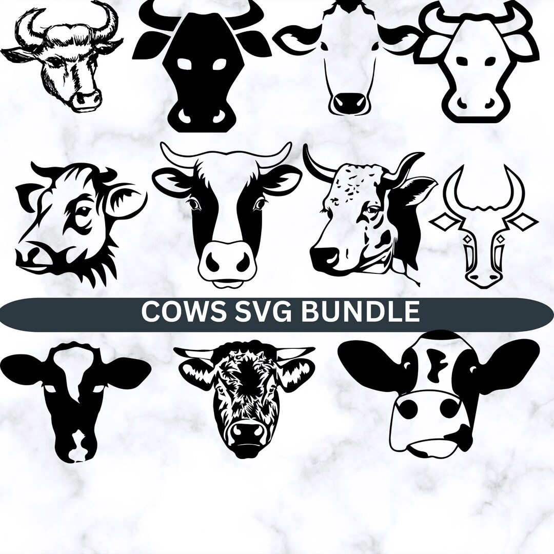 Cows SVG Bundle, Cricut Files, Instant Digital Download, Farm Cow PNG ...