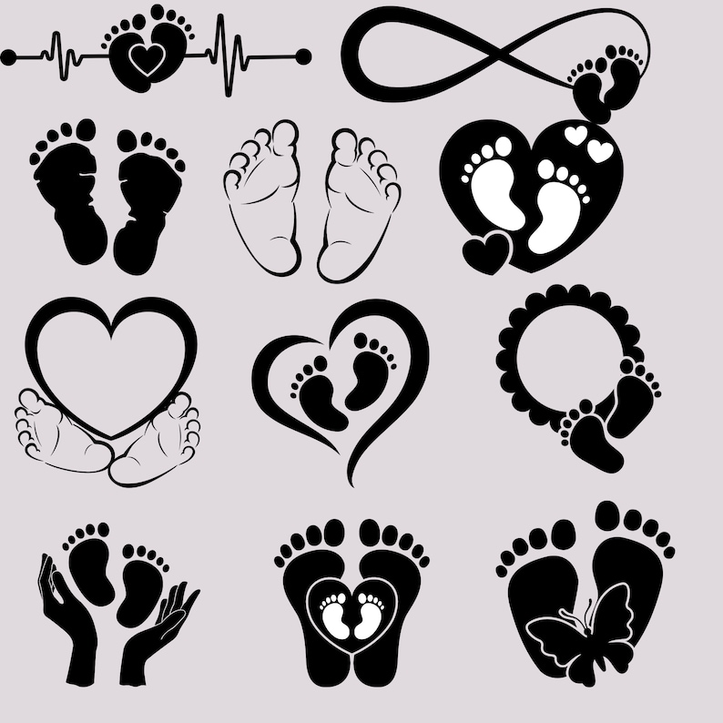 Baby Footprint SVG Bundle, Baby Feet SVG, Baby Shower Decor, New Baby ...