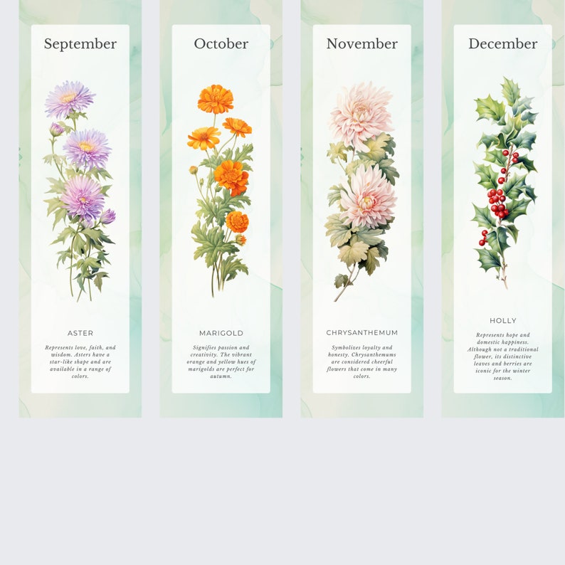 Printable Birth Flower Bookmarks, Edit in Canva, Instant Digital ...