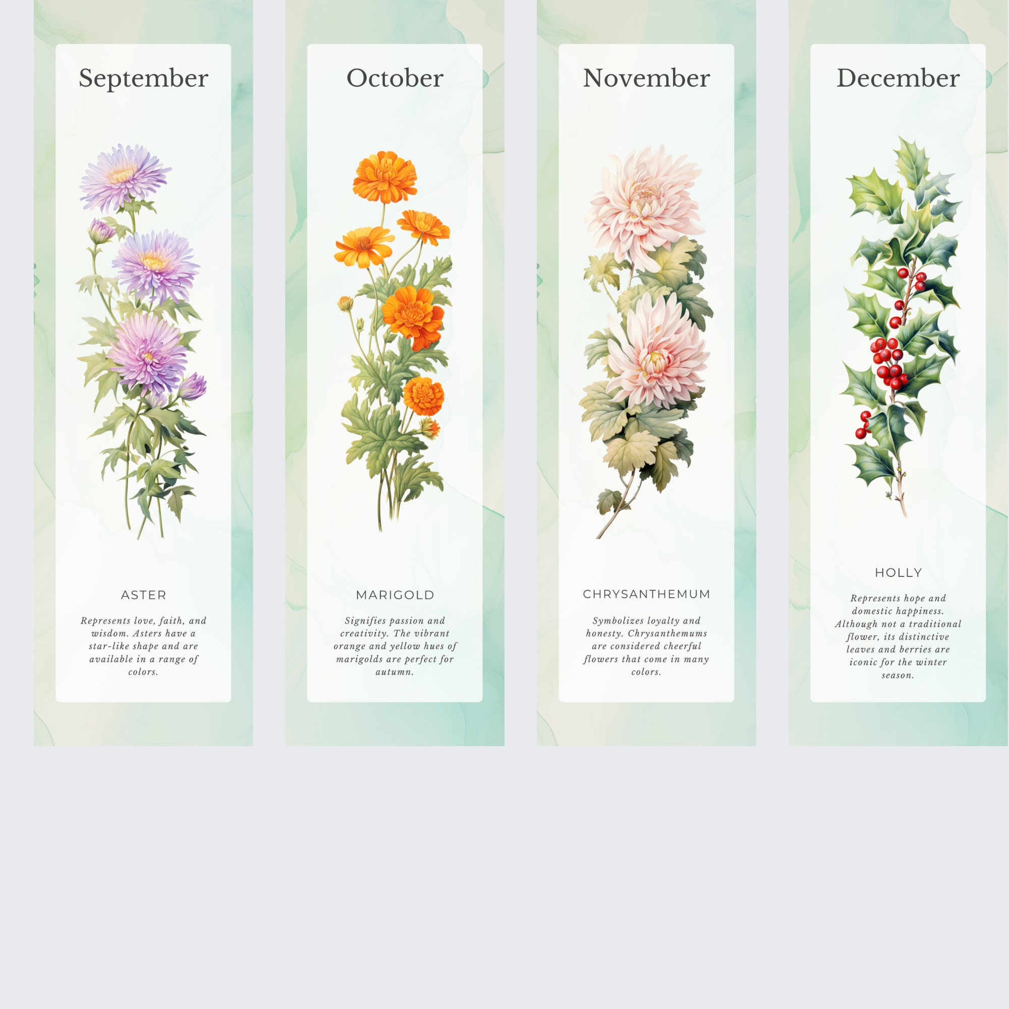 Printable Birth Flower Bookmarks, Edit in Canva, Instant Digital ...