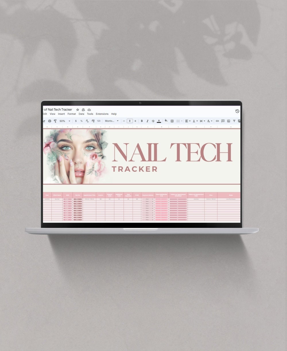 Nail Tech Tracker Spreadsheet, Customer Tracker Google Sheets, Excel Tracker Spreadsheet, Nail ...