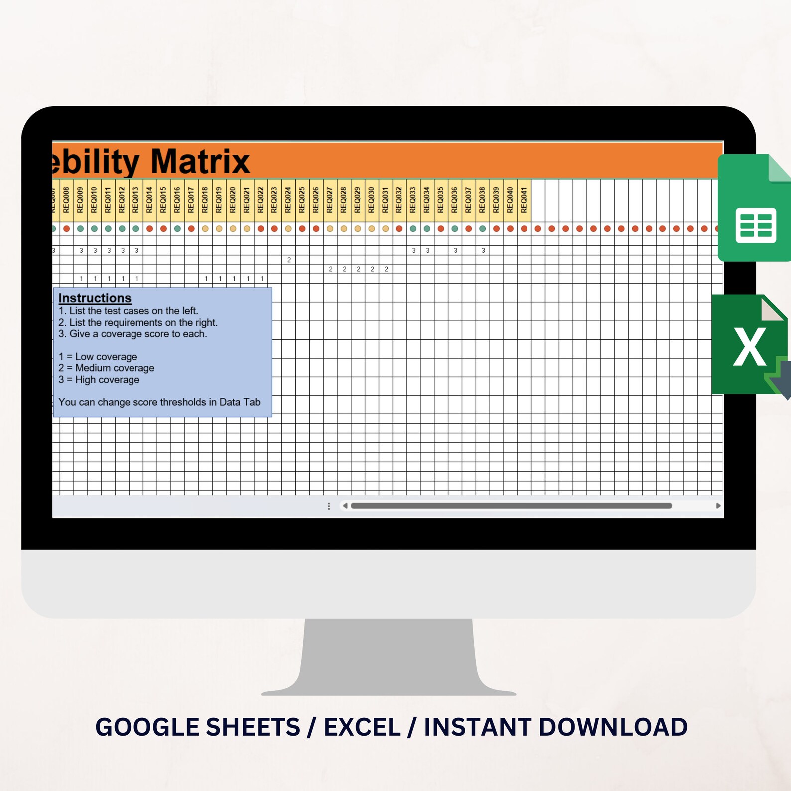 Requirements Tracebility Matrix Excel Spreadsheet Tasks Management ...