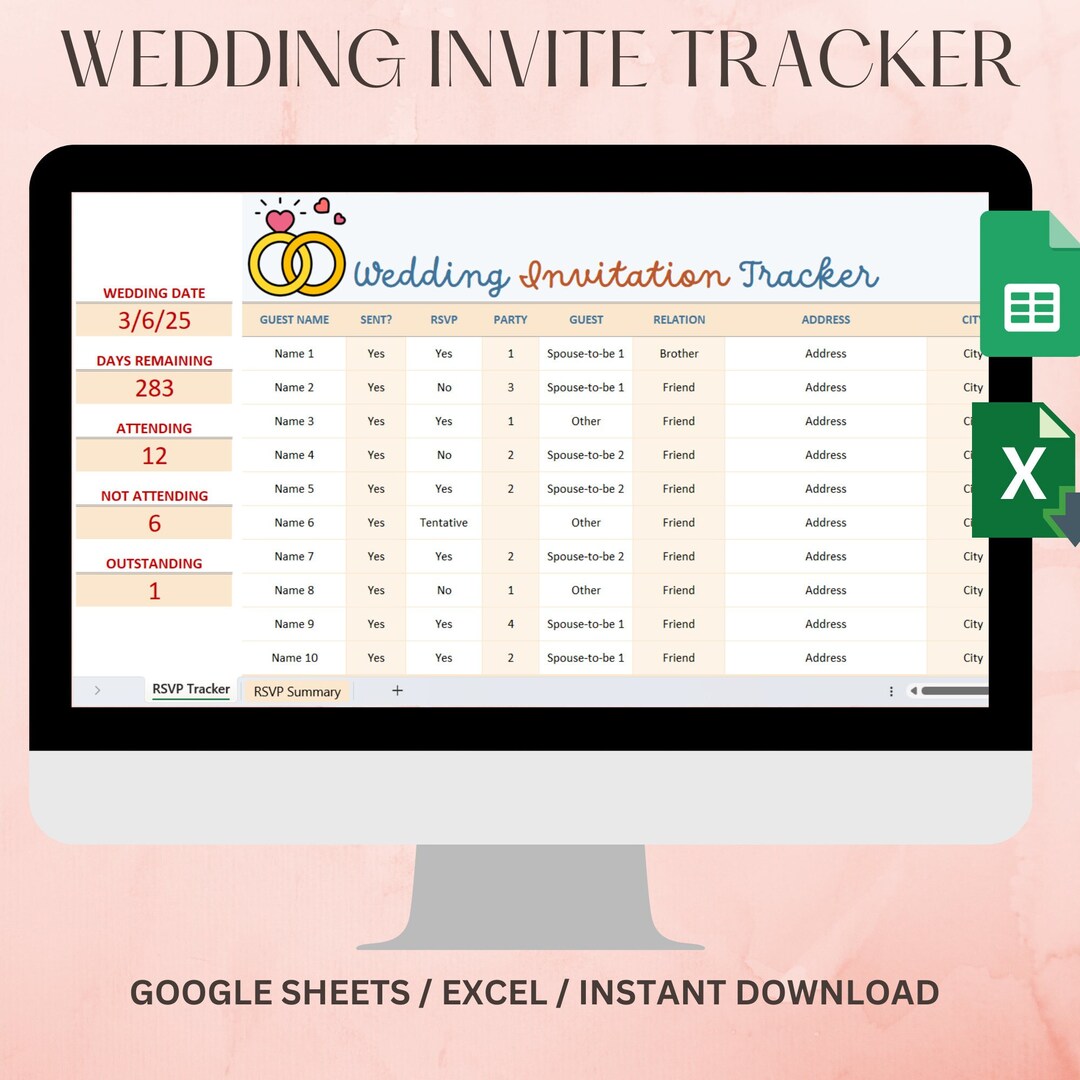 Wedding Invite Tracker Guest Invitation Cards Invites Marriage Ceremony ...
