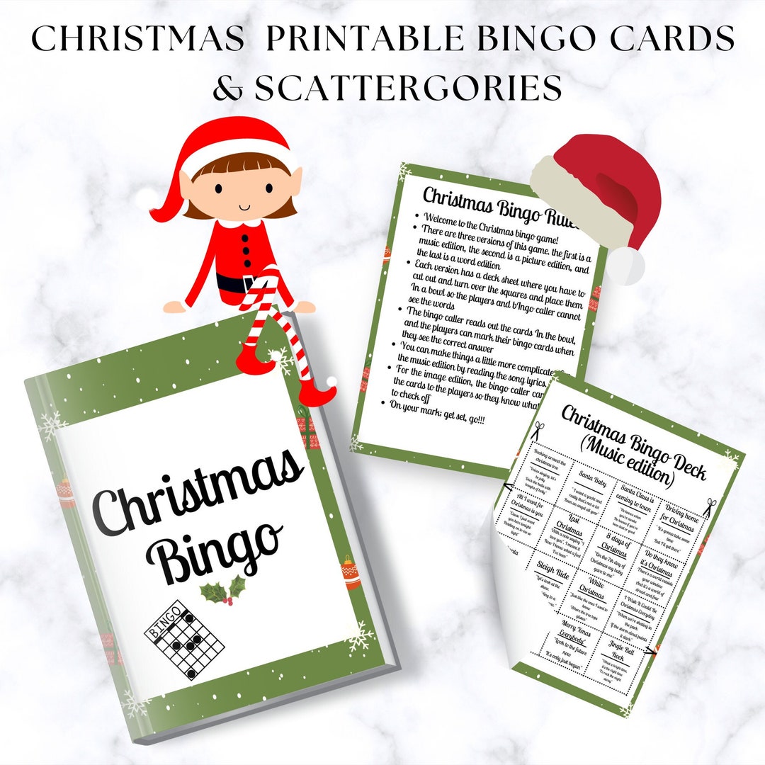 Printable Christmas Bingo Cards & Scattergories, Instant Download ...