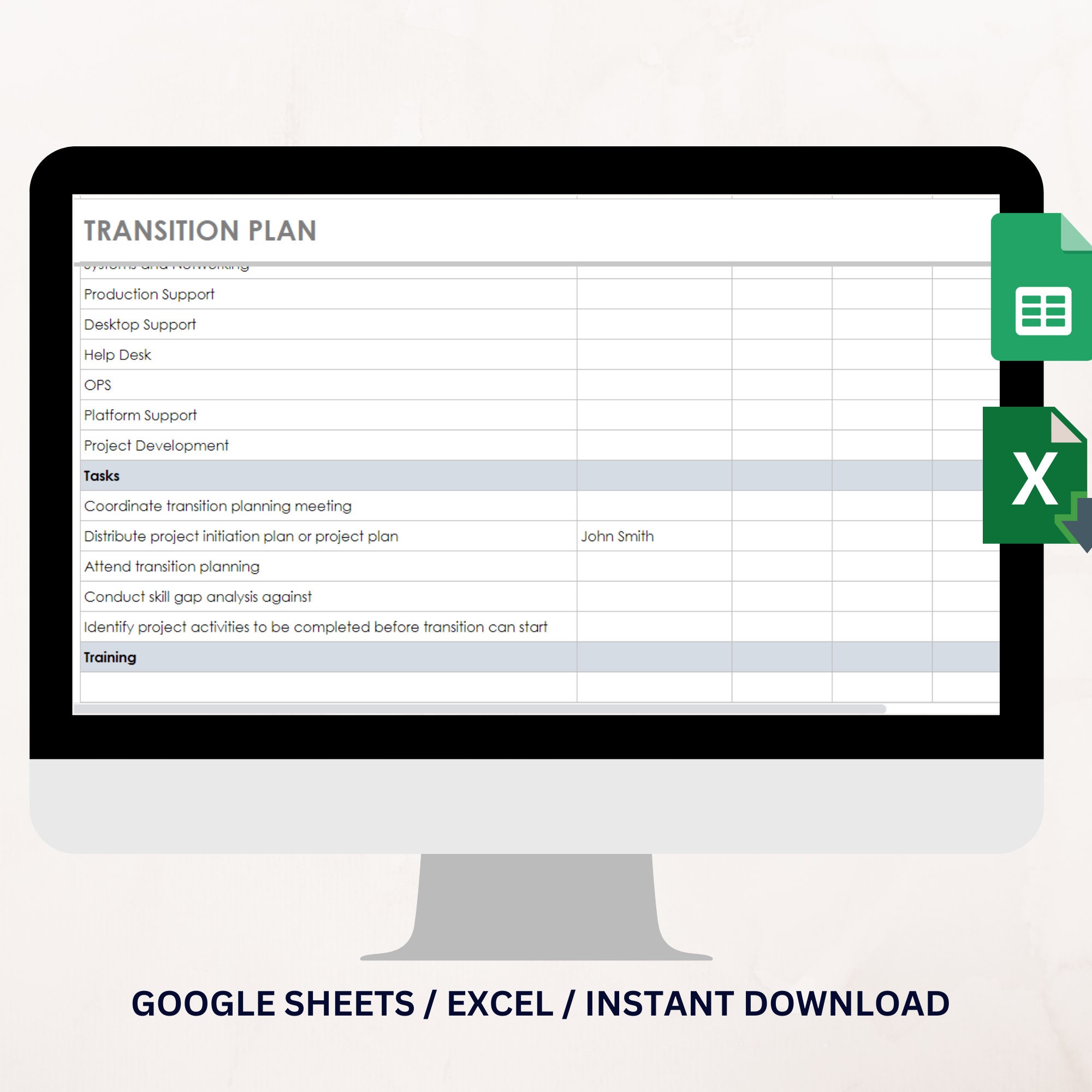 Project Transition Google Sheets Plan Template, Project Management ...