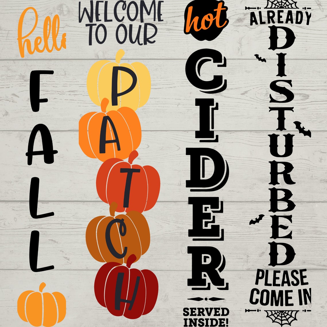Thanksgiving Fall Porch Sign Bundle, Halloween Porch Sign, Hello Autumn ...