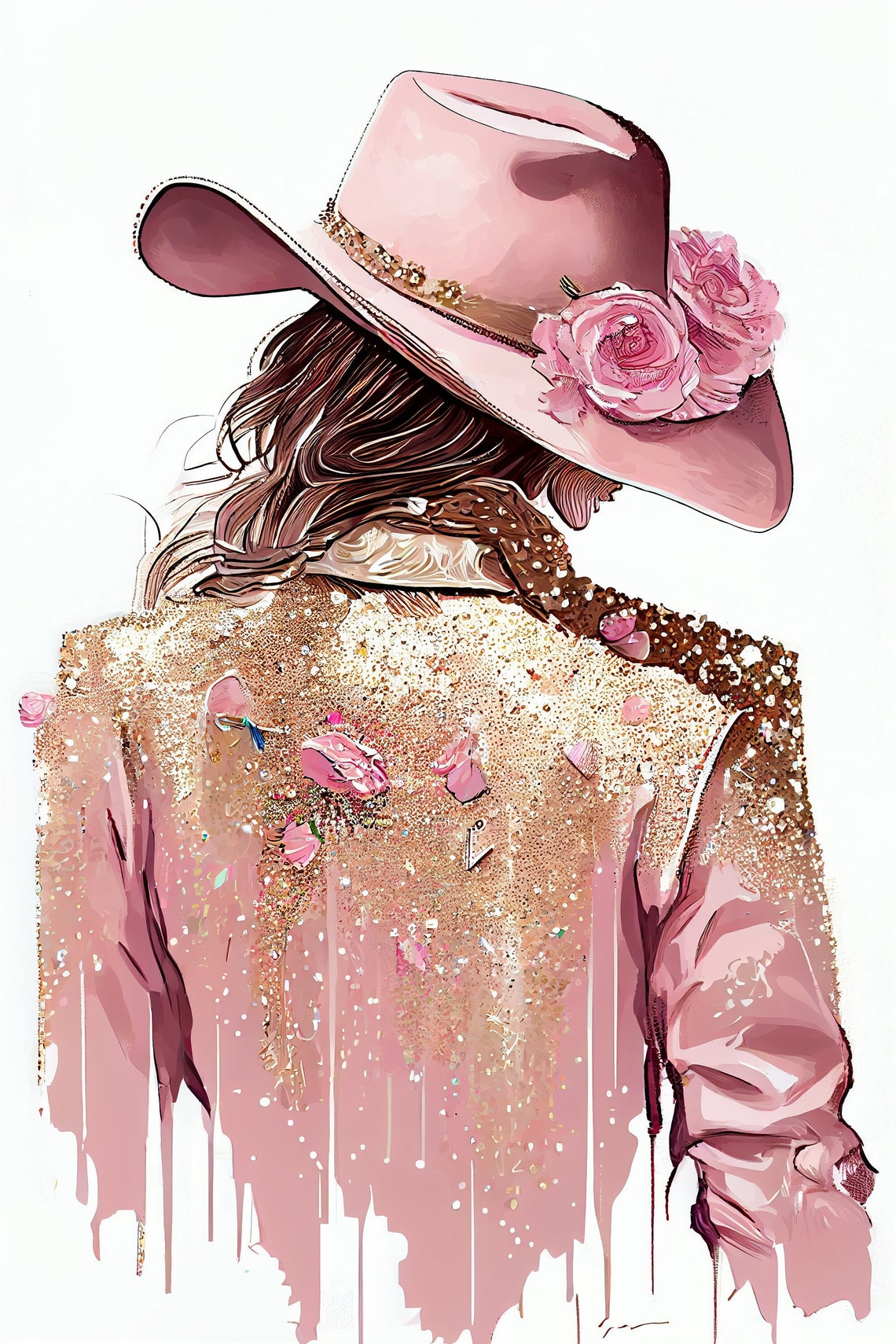 Gold and Pink Cowgirl Printable Poster Girly Dorm Room Wall - Etsy