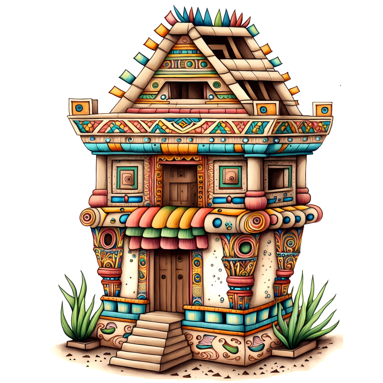 Little Aztec Houses 12 PNG Clipart Bundle Little House PNG House PNG ...