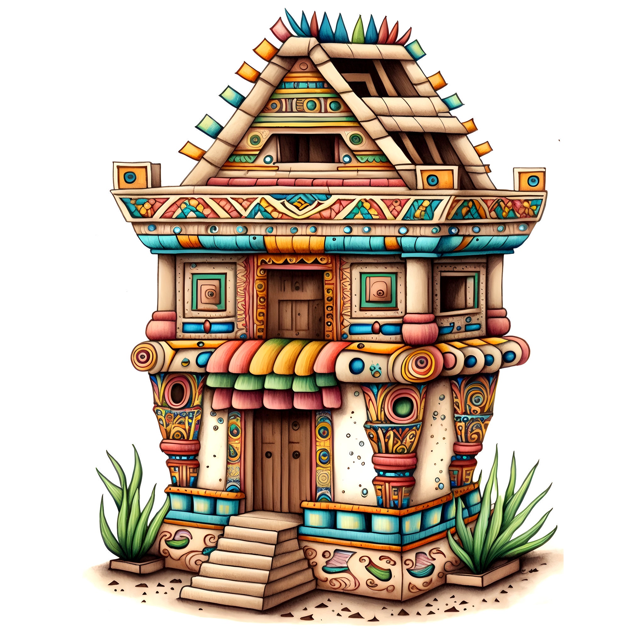 Little Aztec Houses 12 PNG Clipart Bundle Little House PNG House PNG ...