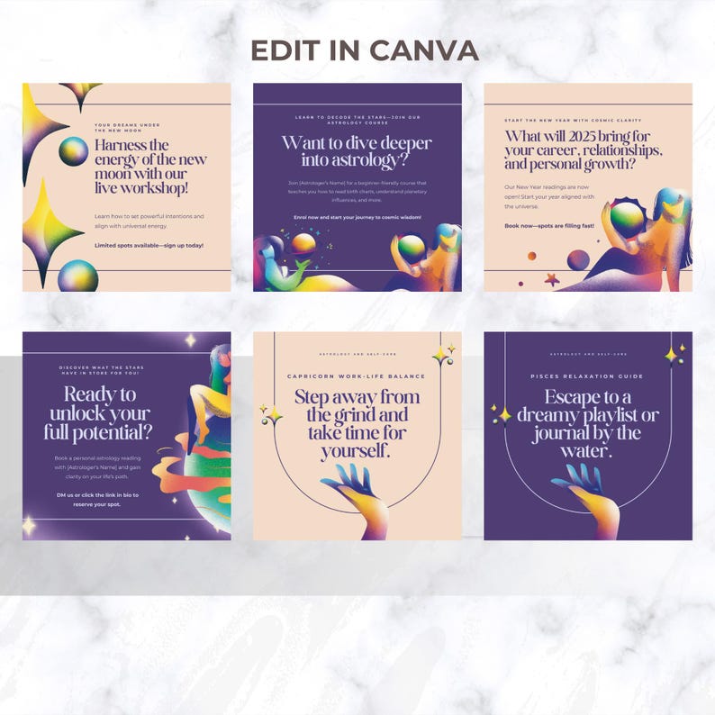Astrology Social Media Templates Edit in Canva Instant Digital Download ...