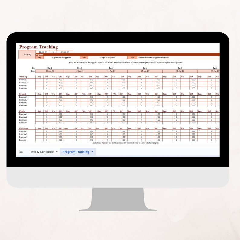 Fitness Tracker Spreadsheet Exercise Planner Personal Trainer Client ...