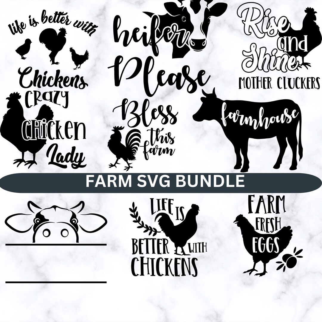 Farm SVG Bundle, Cricut Files, Instant Digital Download, Farm Cow PNG ...