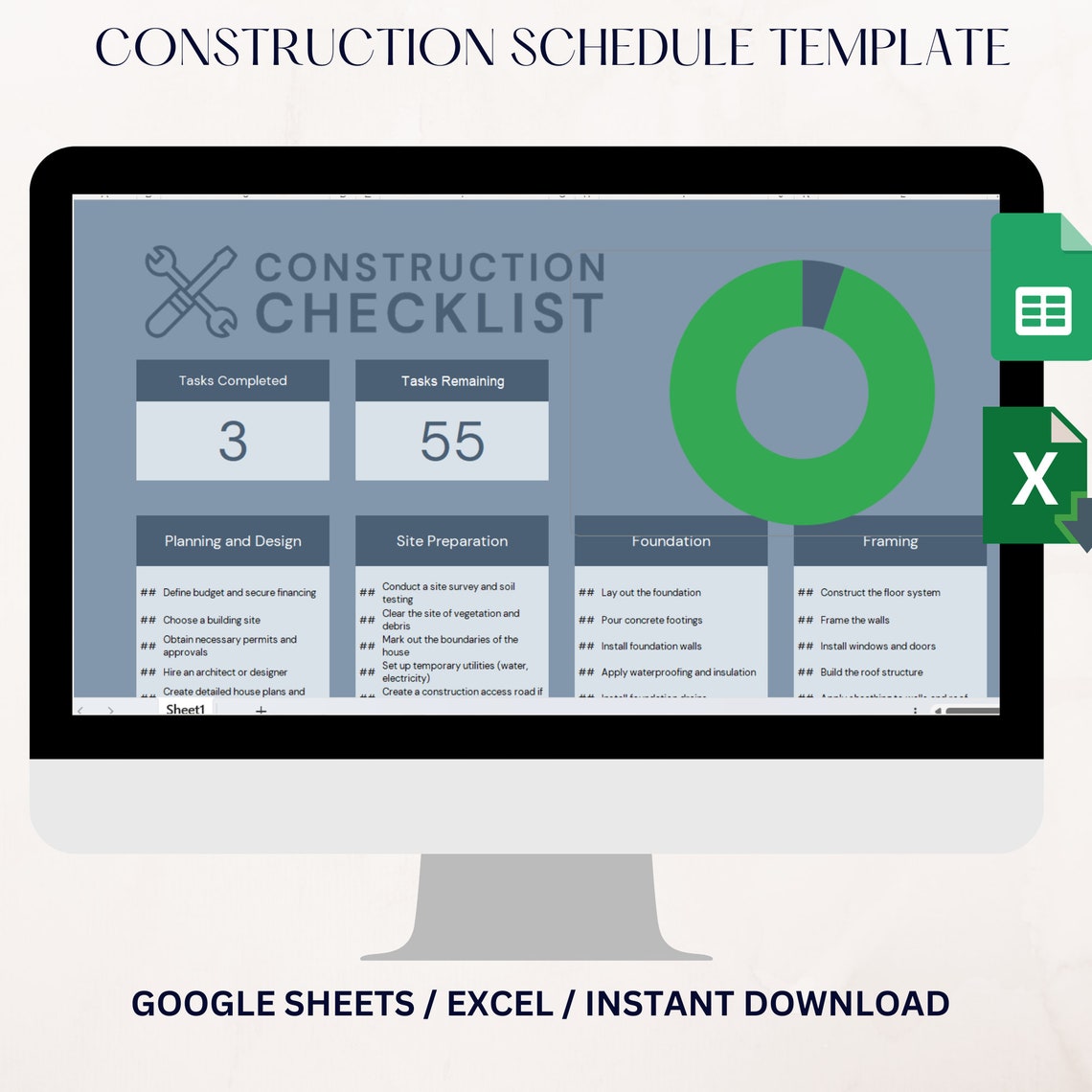 Construction Schedule Google Template Planner, Construction Project ...
