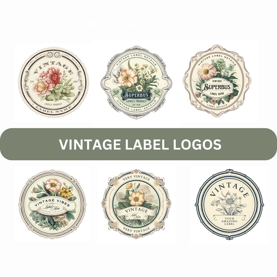 Canva Editable Vintage Label Logos, Floral Logo, Printable, Instant ...