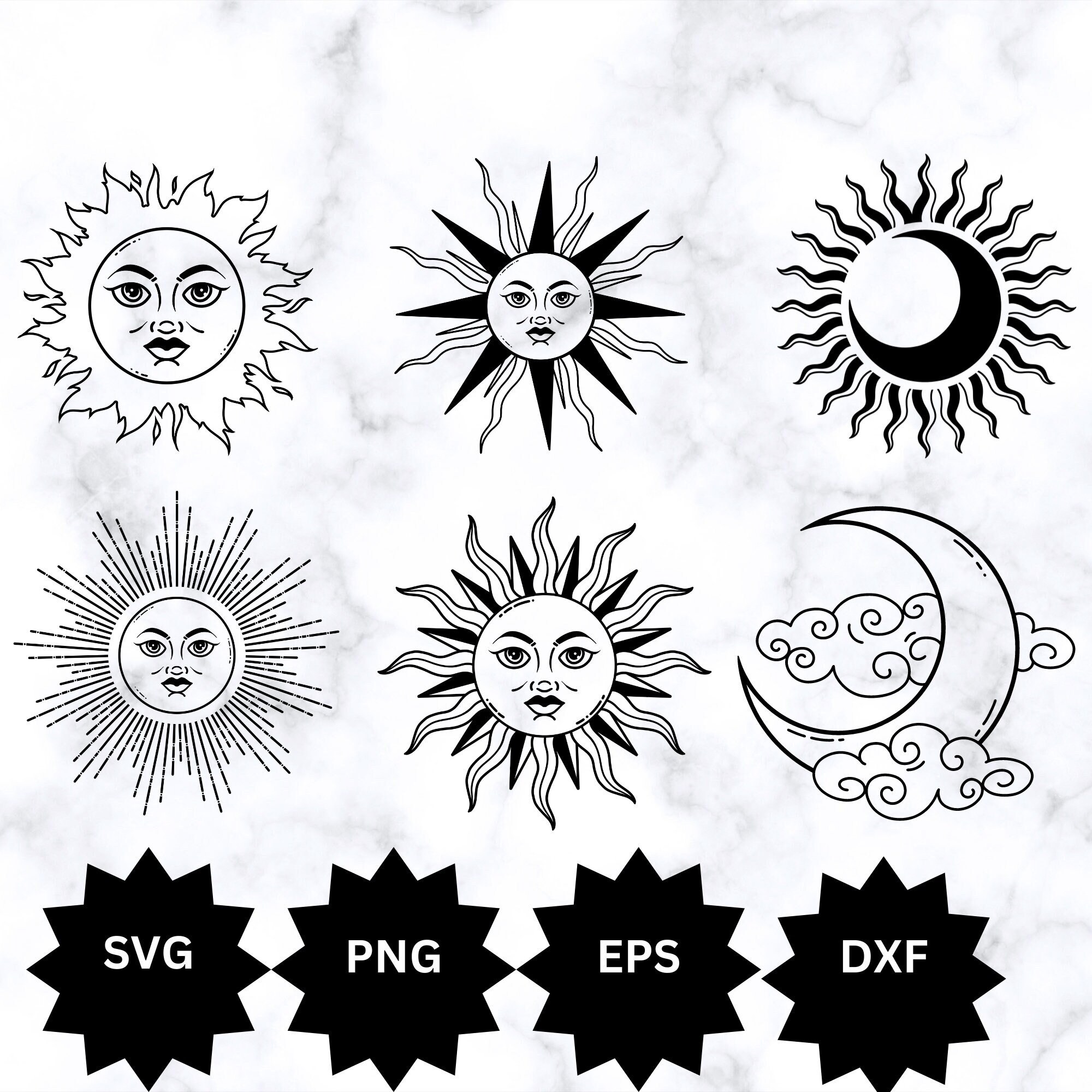 Moon and Sun SVG Bundle, Celestial SVG Designs, Magic Moon, Mystical ...