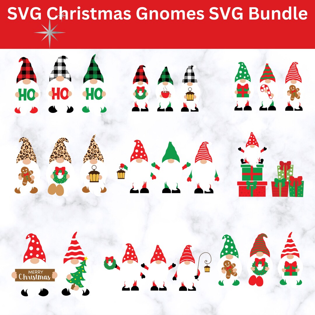 Christmas Gnome SVG Bundle, Gnome Clipart, Xmas Gnome PNG, Cricut Files ...