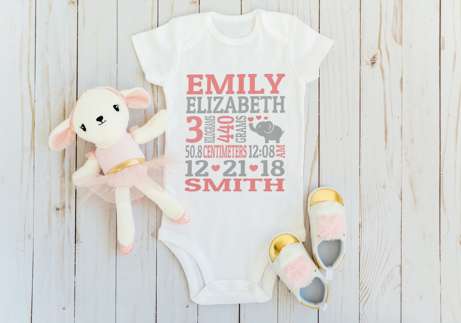 Elephant Baby Birth Announcement SVG DXF EPS Template, Birth Stats Svg ...
