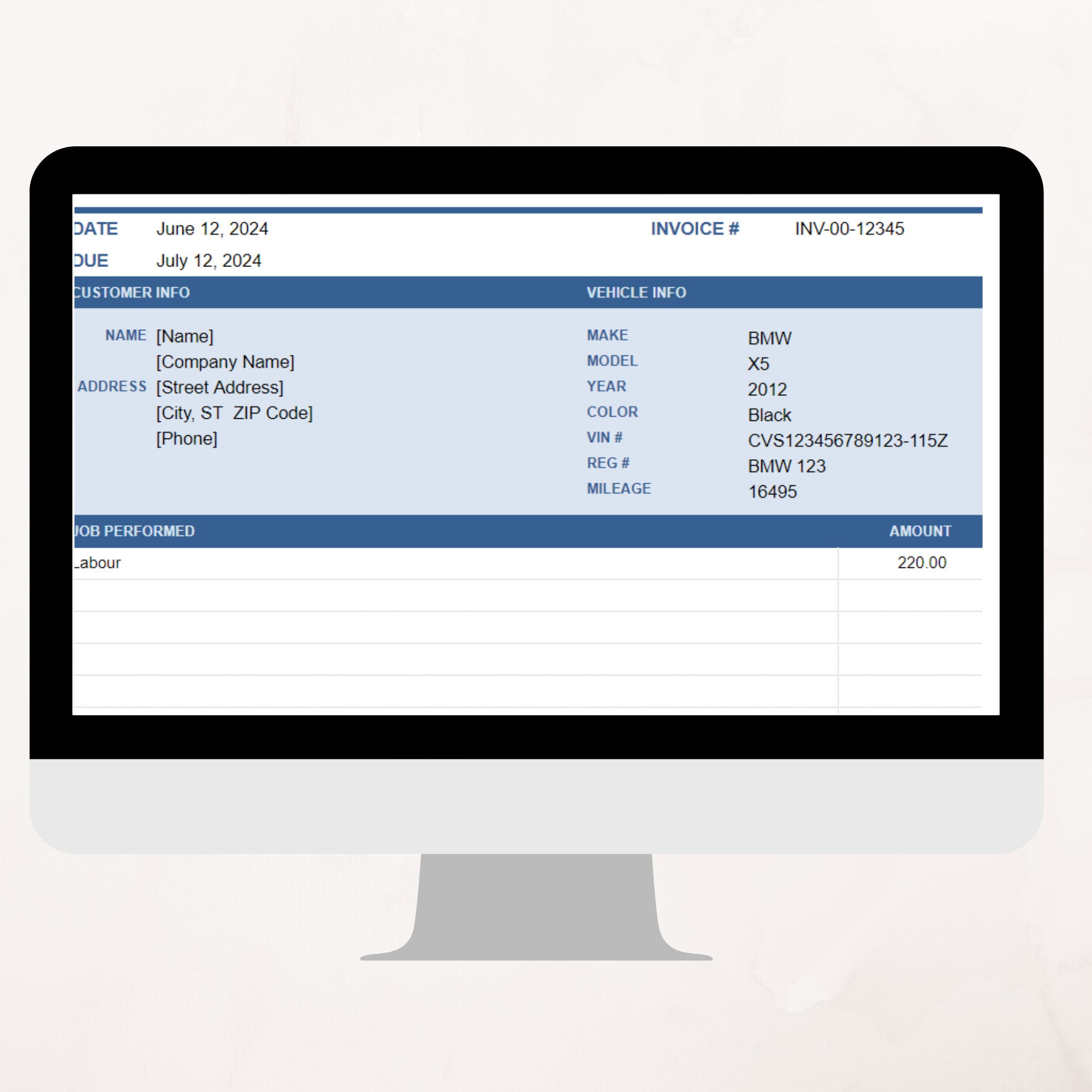 Automotive Service Invoice Template | Car Repair | Auto Repair Invoice ...