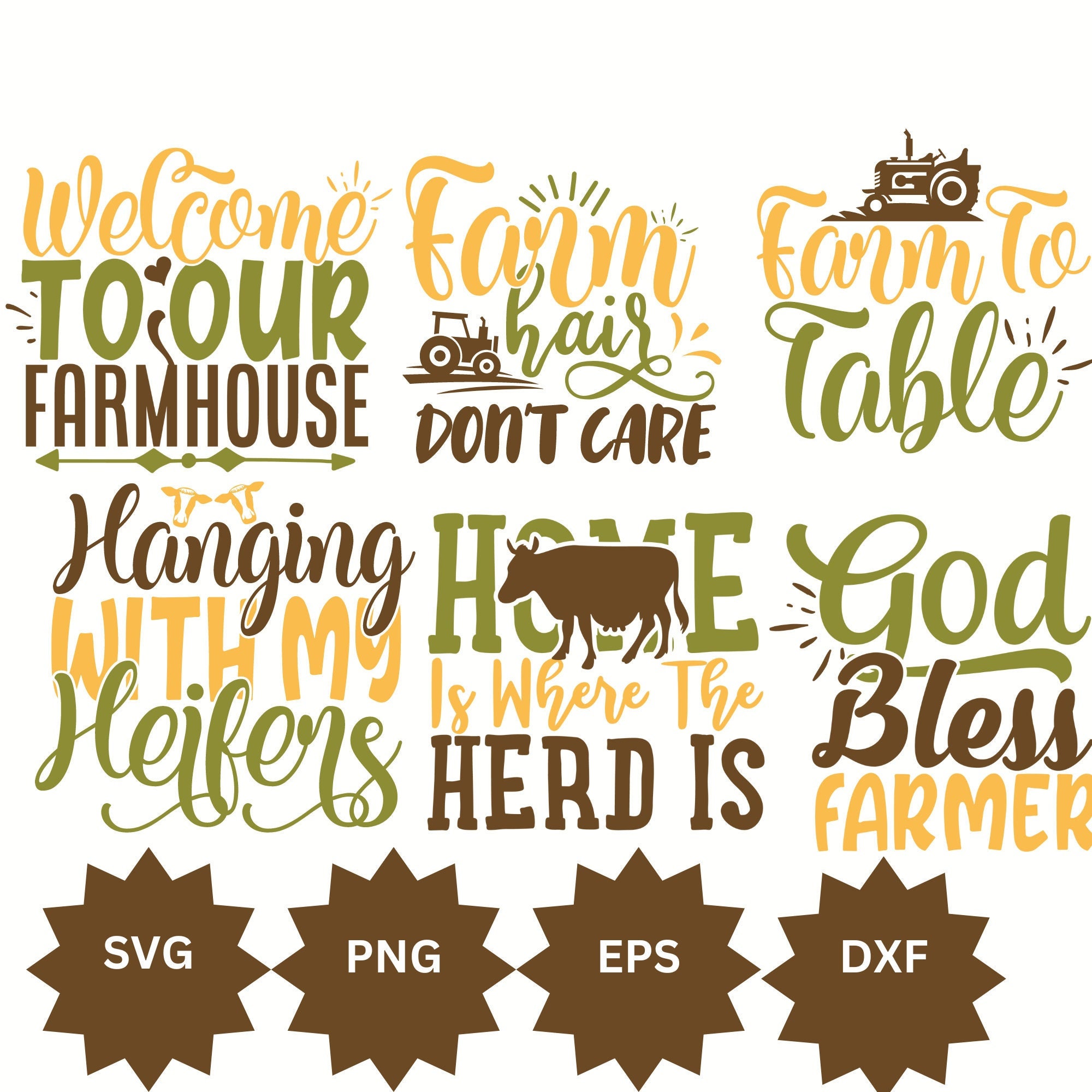 Farm SVG Bundle, Farm Animal PNG, Farming SVG, Cricut Files, Instant ...