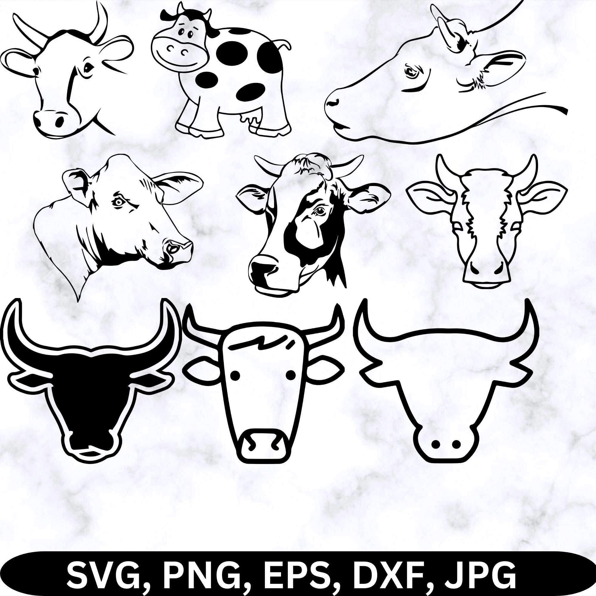 Cows SVG Bundle, Cricut Files, Instant Digital Download, Farm Cow PNG ...
