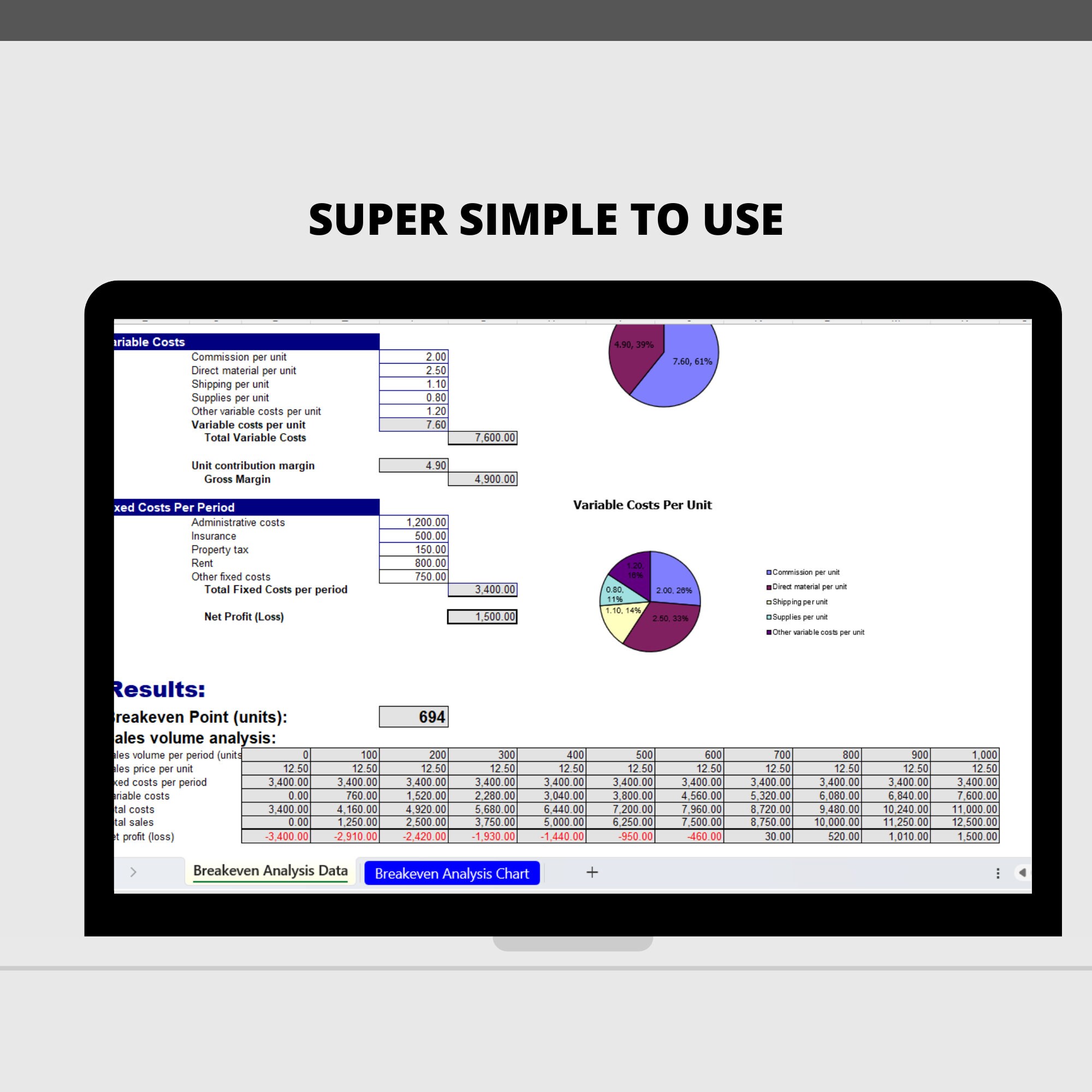 Break Even Analysis Chart Dashboard Comparison Google Spreadsheet Excel File, Finance Planner ...