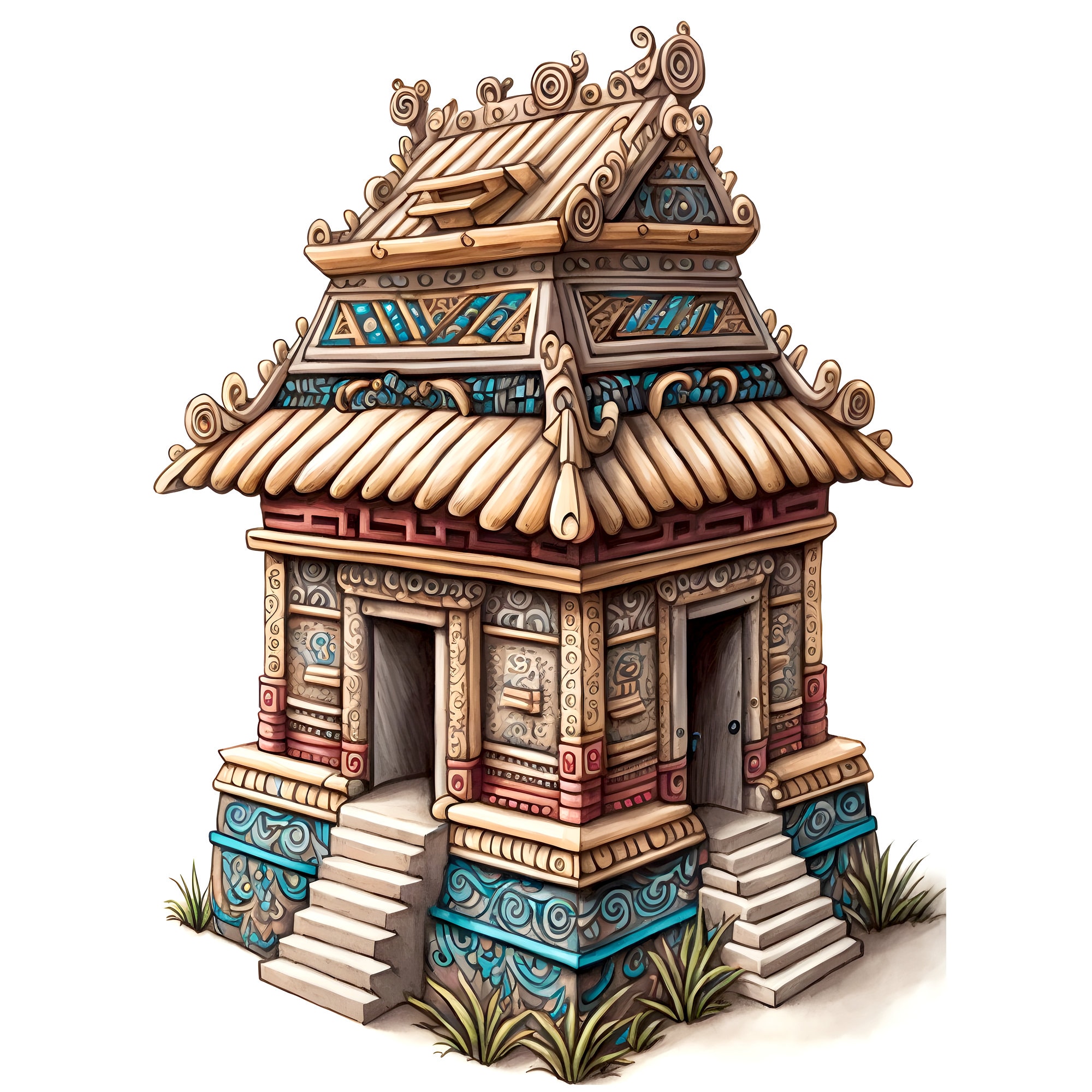 Little Aztec Houses 12 PNG Clipart Bundle Little House PNG House PNG ...