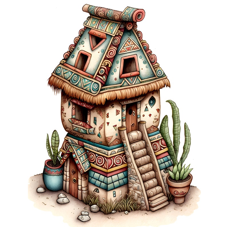 Little Aztec Houses 12 PNG Clipart Bundle Little House PNG House PNG ...