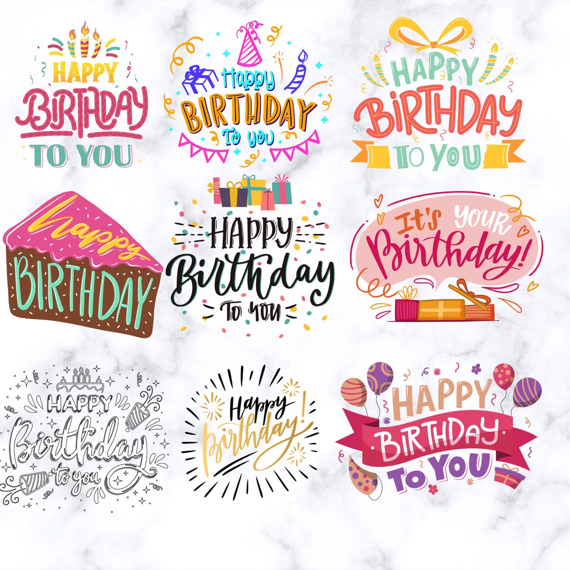 Happy Birthday SVG Bundle, Birthday PNG, Cricut Files, Birthday Gift ...