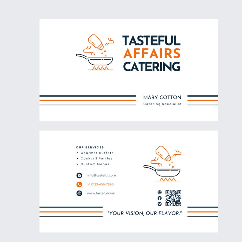 Editable Catering Business Cards, Premade Business Cards, Printable ...