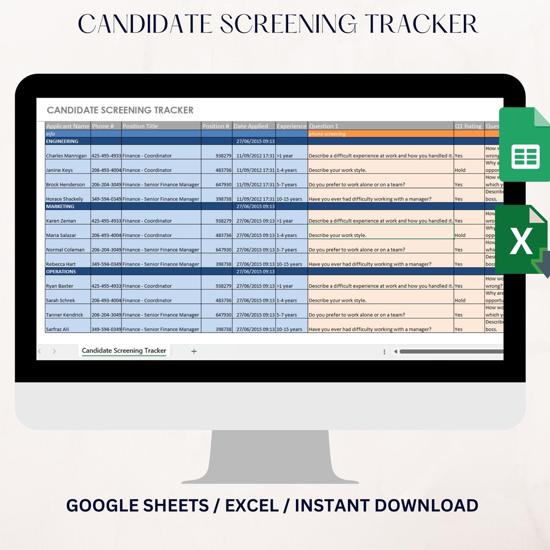 Candidate Screening Tracker Excel Spreadsheet, Interview Evaluation ...